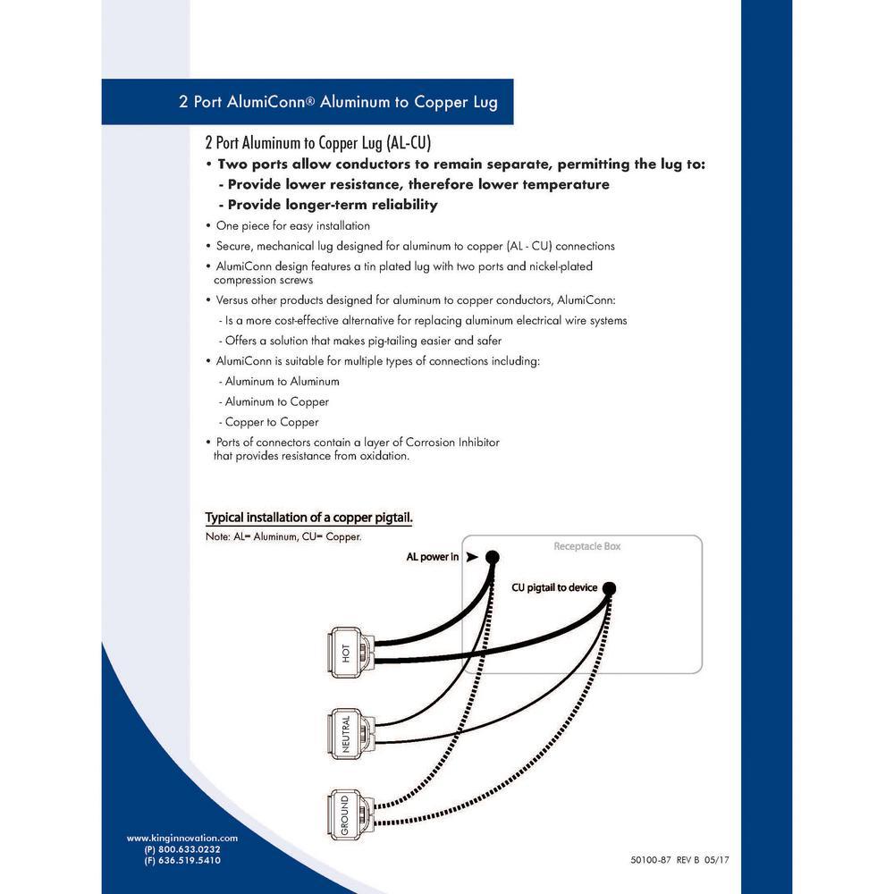 King Innovation AlumiConn 2-Port Al/Cu Wire Connector (2500-Pack) 9508 ...